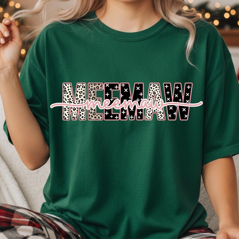 Preppy Leopard Meemaw PNG, Pink Block Letter Grandma Clipart, Mother’s ...