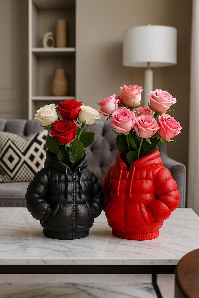 3D Printed Puffer Jacket Vase: Modern Hoodie Planter - Etsy