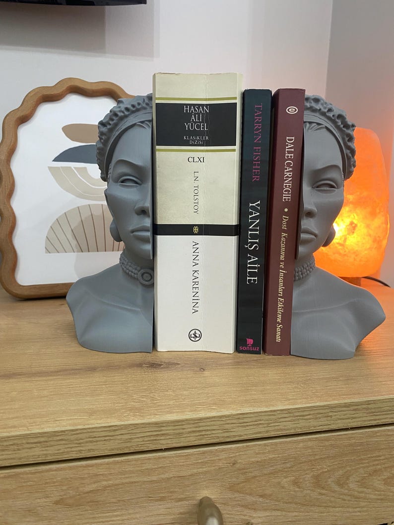 3D Printed African Woman Bookends: Modern Library Decor - Etsy