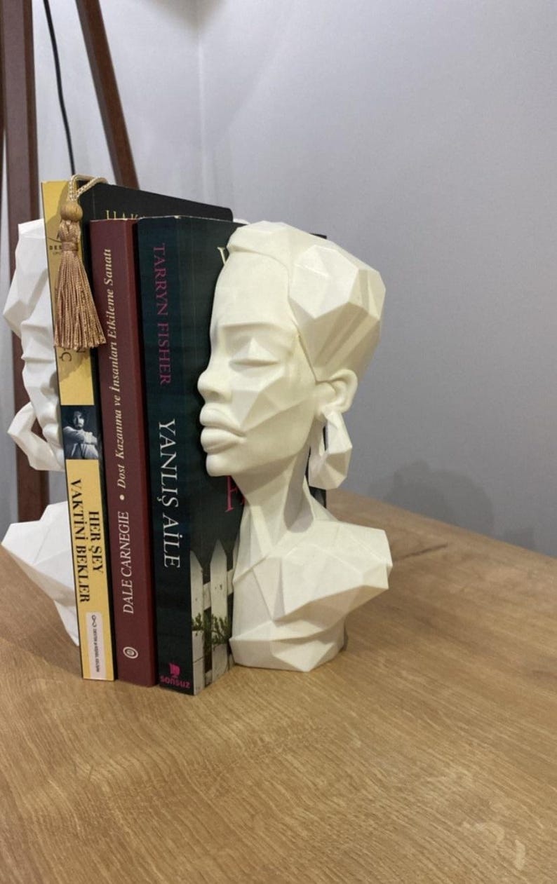 Geometric African Woman Bookend – 3D Printed PLA, Modern Home Decor ...