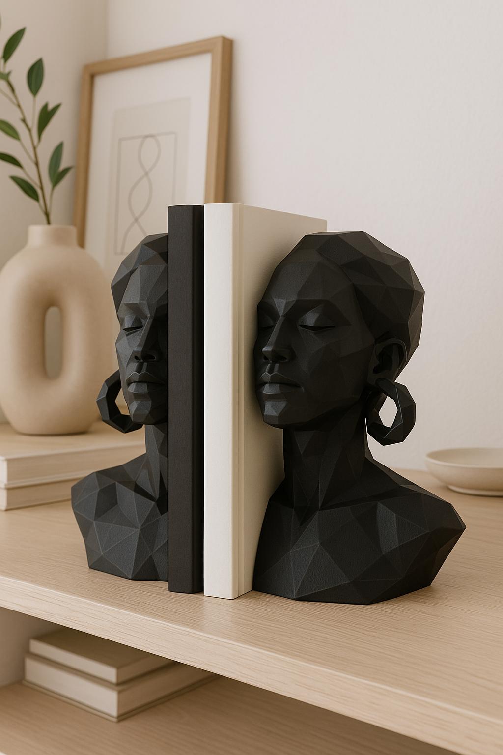 Geometric African Woman Bookend – 3D Printed PLA, Modern Home Decor ...