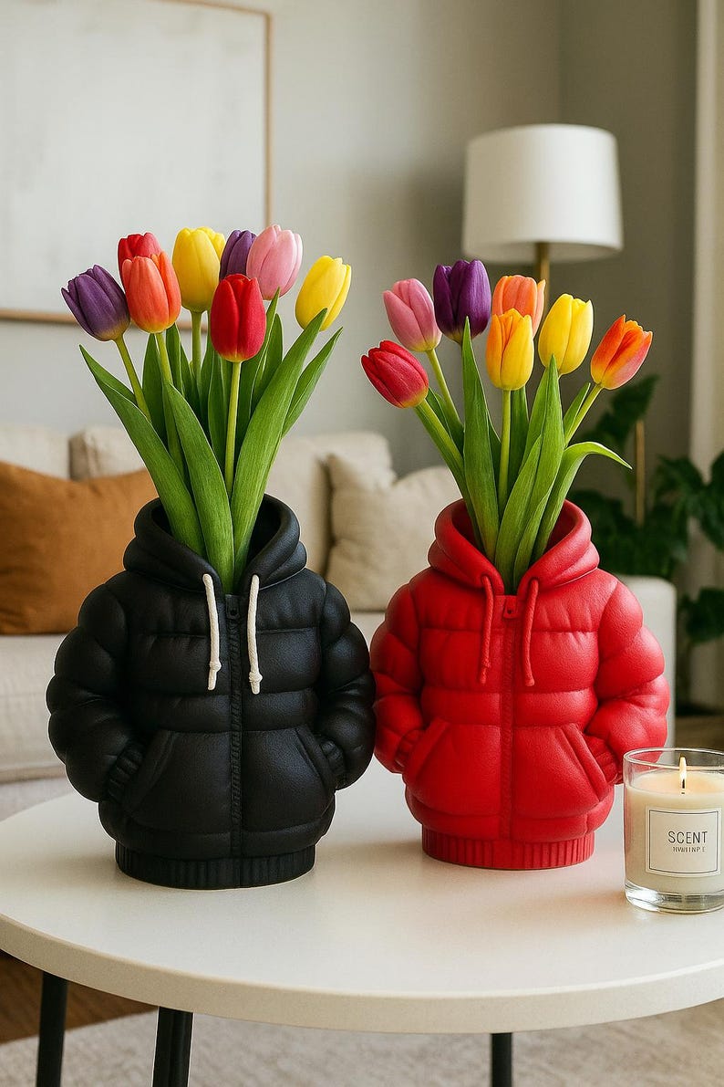 3D Printed Puffer Jacket Vase: Modern Hoodie Planter - Etsy