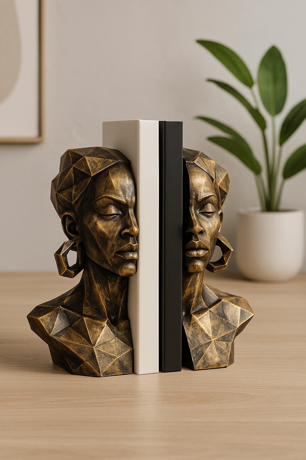 Geometric African Woman Bookend – 3D Printed PLA, Modern Home Decor ...