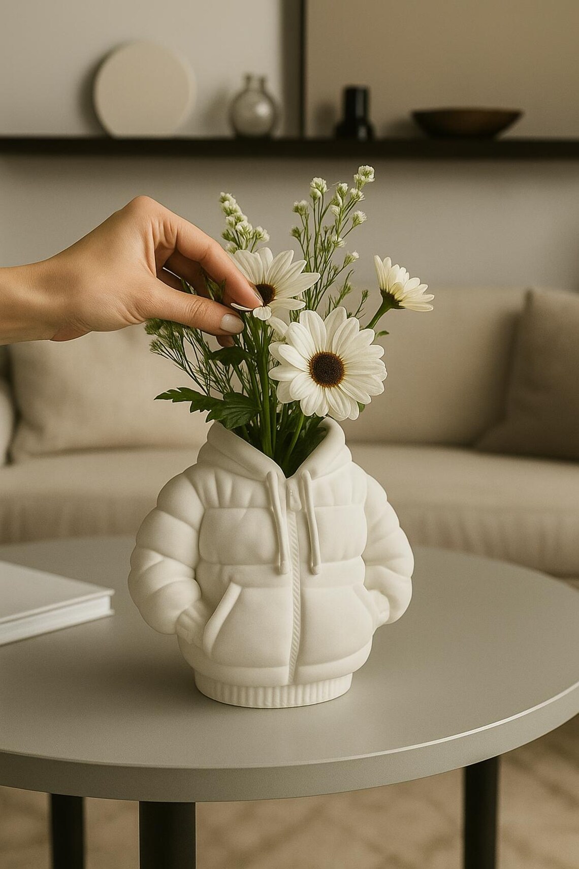3D Printed Puffer Jacket Vase: Modern Hoodie Planter - Etsy
