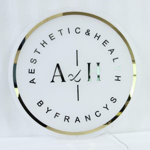Acrylic Neon Business Circle Sign | 3d Led Beauty Bar Logo Signs ...
