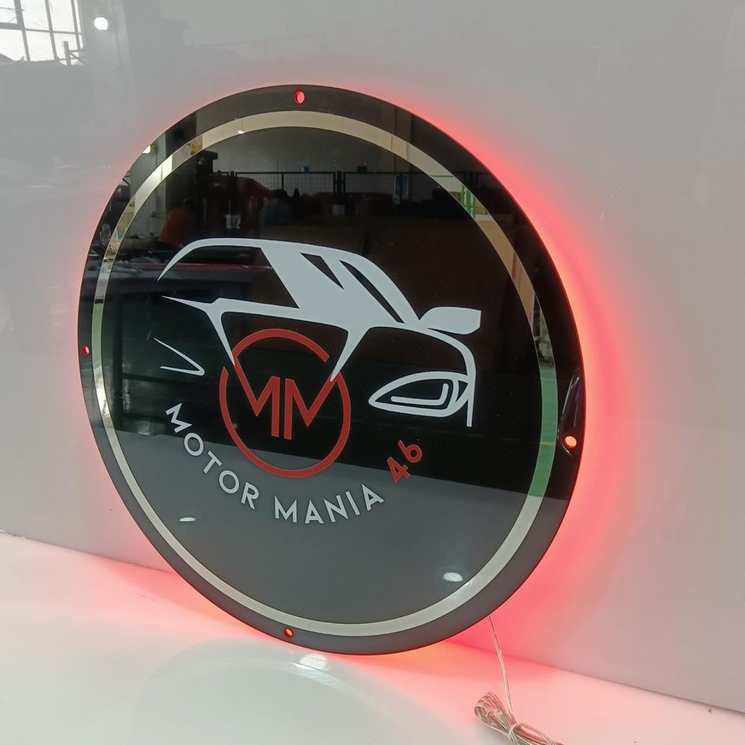 Round Acrylic Backlit Sign, Neon LED Sign, Company 3D LED Logo Acrylic ...