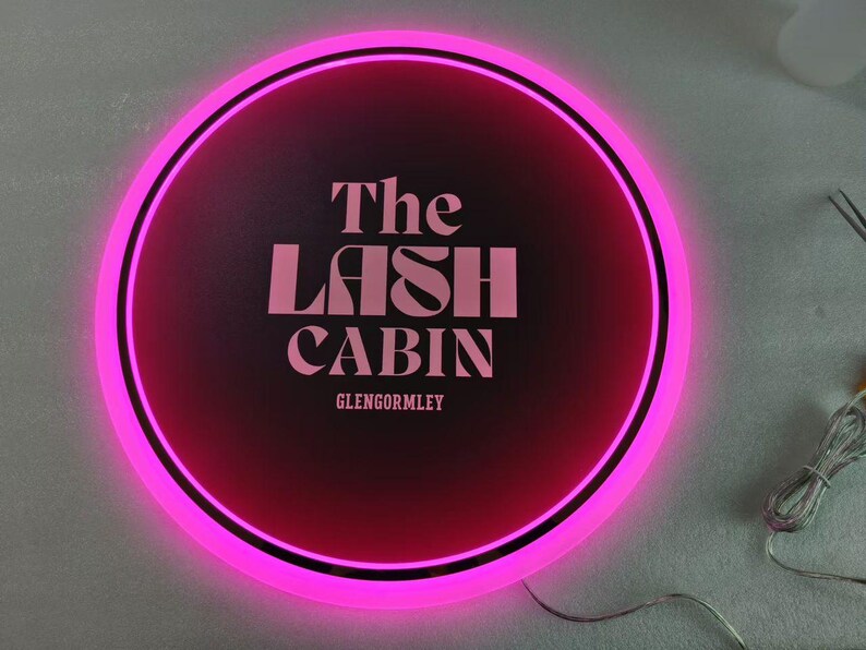 Acrylic Business Neon Sign | Circle Led 3D Logo | Custom Acrylic Light ...