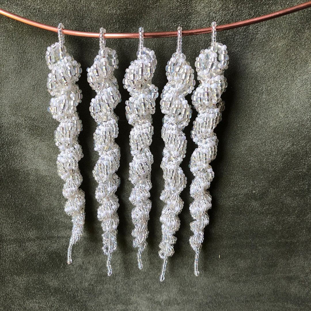 Holiday Icicle Ornament Kit Including Tutorial Makes 5 Beaded Icicles ...