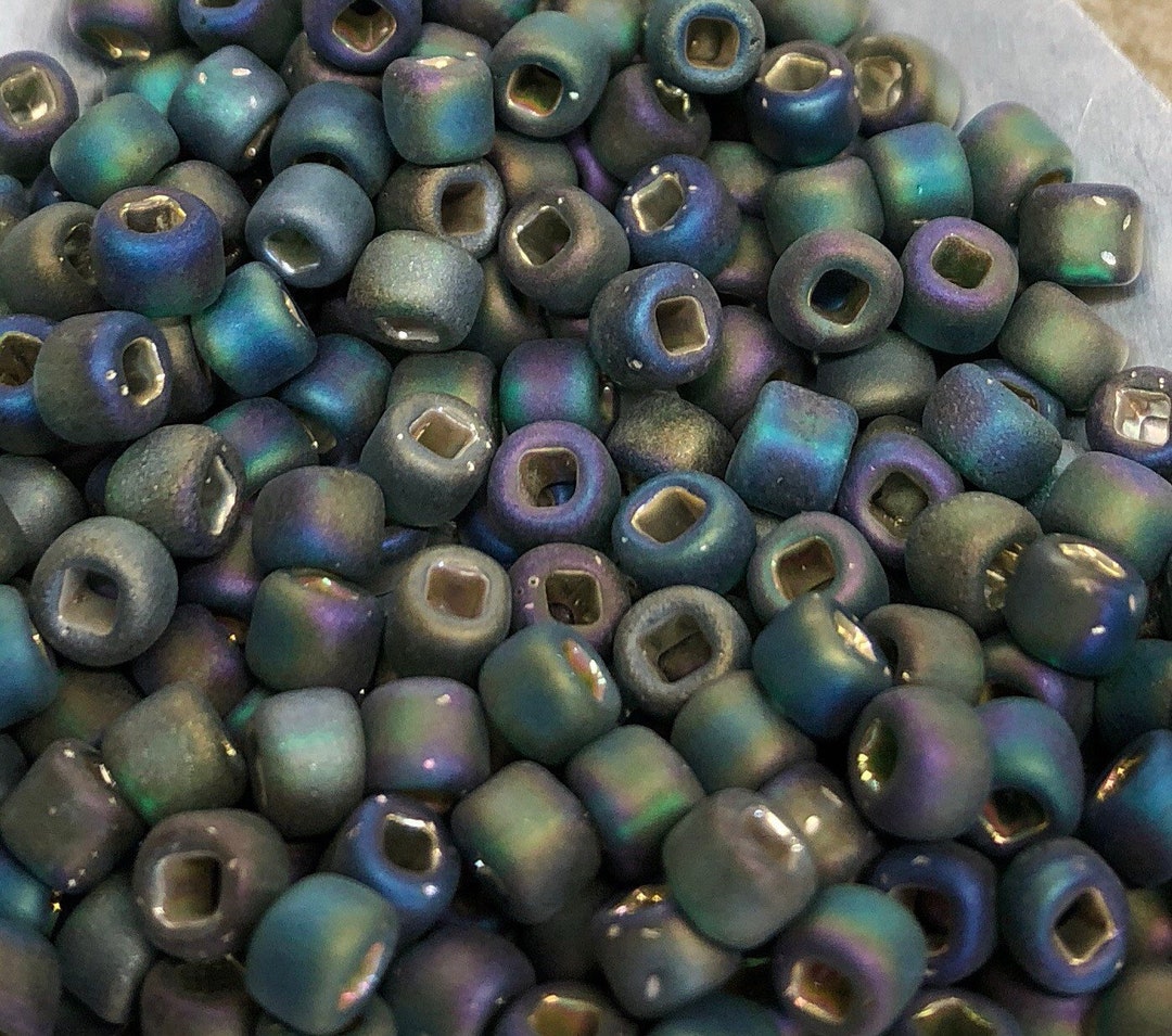 6/0 Japanese Seed Beads - Silver Lined Dark Green Matte AB Matsuno ...