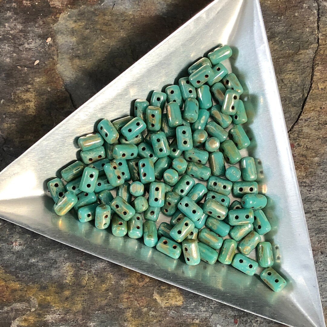 Rulla Beads Turquoise/silver Picasso 5 Round Tube, Approx. 22 Grams - Etsy