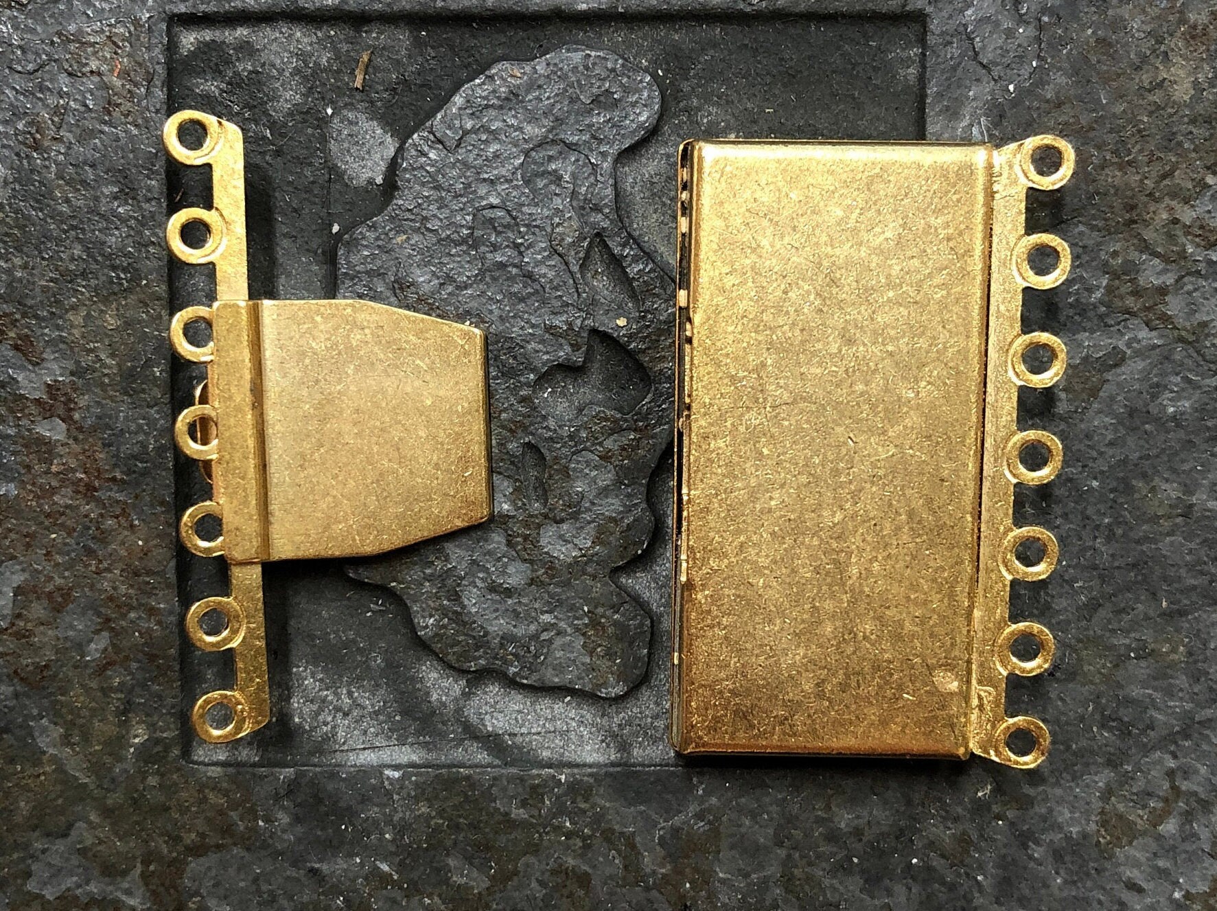 Box Clasp 7 Strand in Vintage Look Satin Gold Finish 36mm x | Etsy