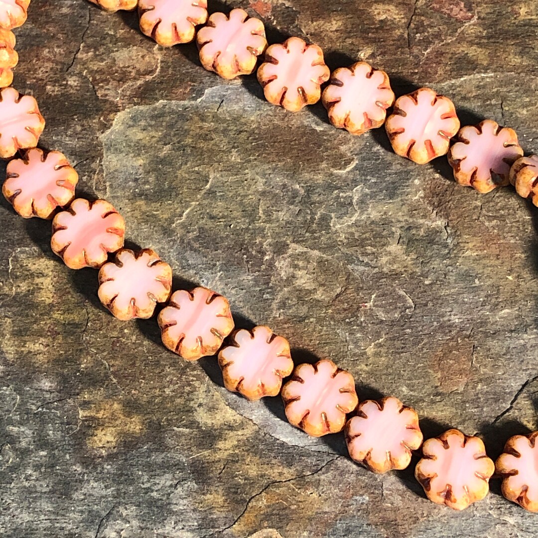 Flat Cactus Flower Beads Salmon Picasso Edge 9mm (25) - Etsy
