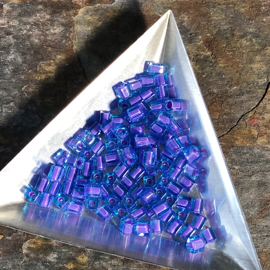 Cubes 4mm Violet Lined Blue 20 Grams Miyuki # 2640 - Etsy