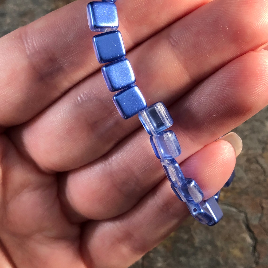 Tile Beads - Tufts Blue Two Hole Square Bead (25) - Etsy