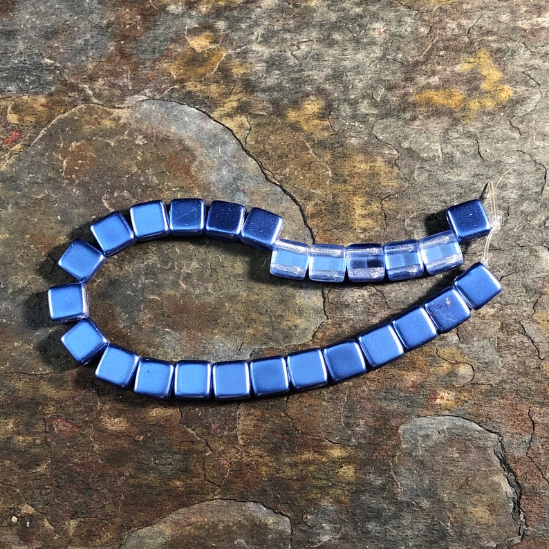 Tile Beads - Tufts Blue Two Hole Square Bead (25) - Etsy