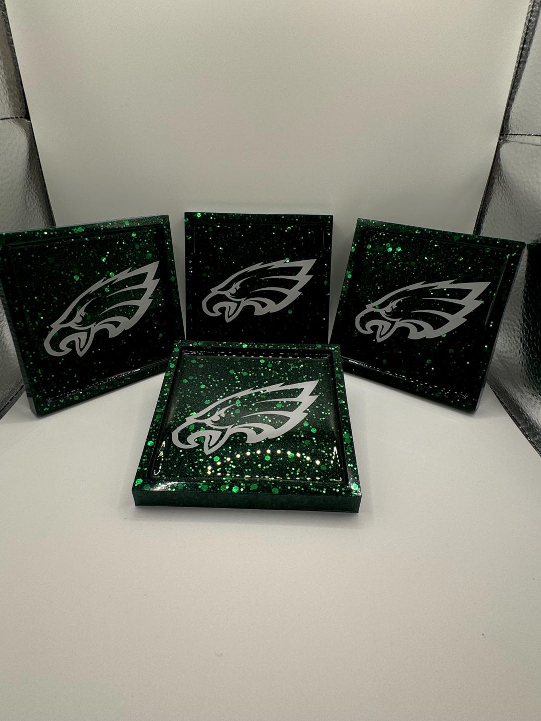 Philadelphia Eagles-inspired Epoxy Resin Coasters With Glitter and ...