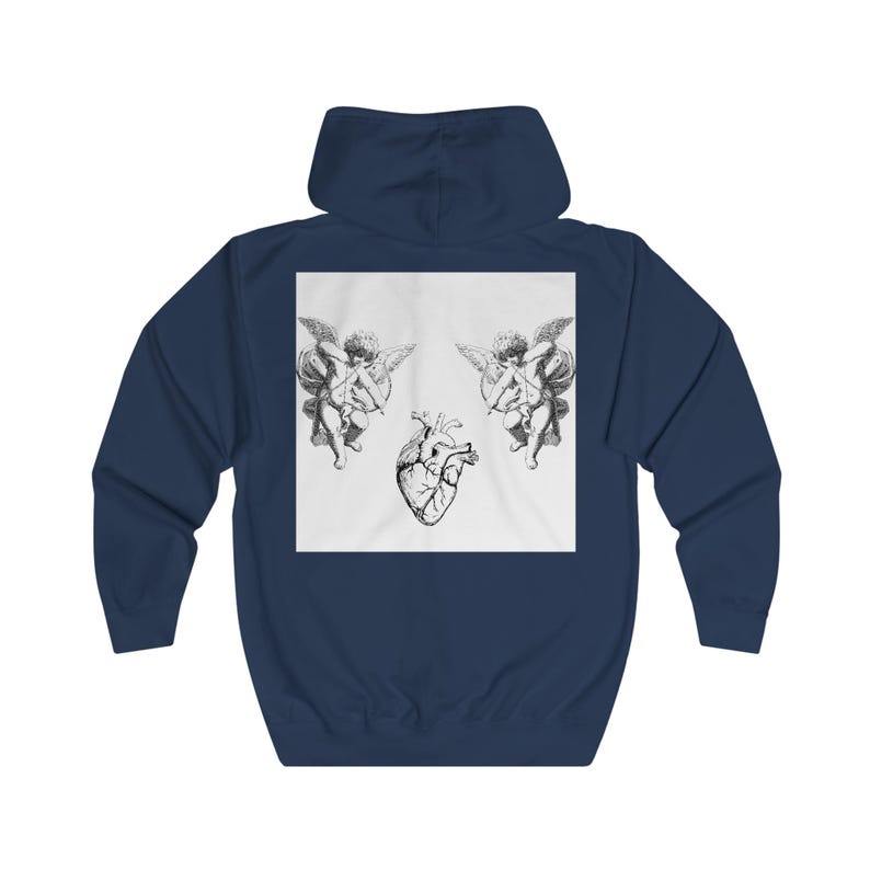 Unisex Full Zip Hoodie, Quote on the Front, Angel Graphic on the Back ...