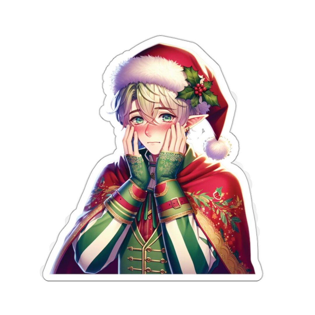 Anime Boy Christmas Elf Kiss-cut Stickers, Santa's Helper Shy ...