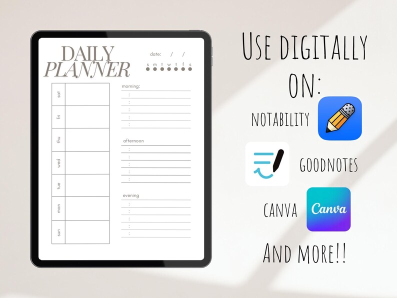 Daily Planner Printable PDF Digital Planner Instant Download Printable ...