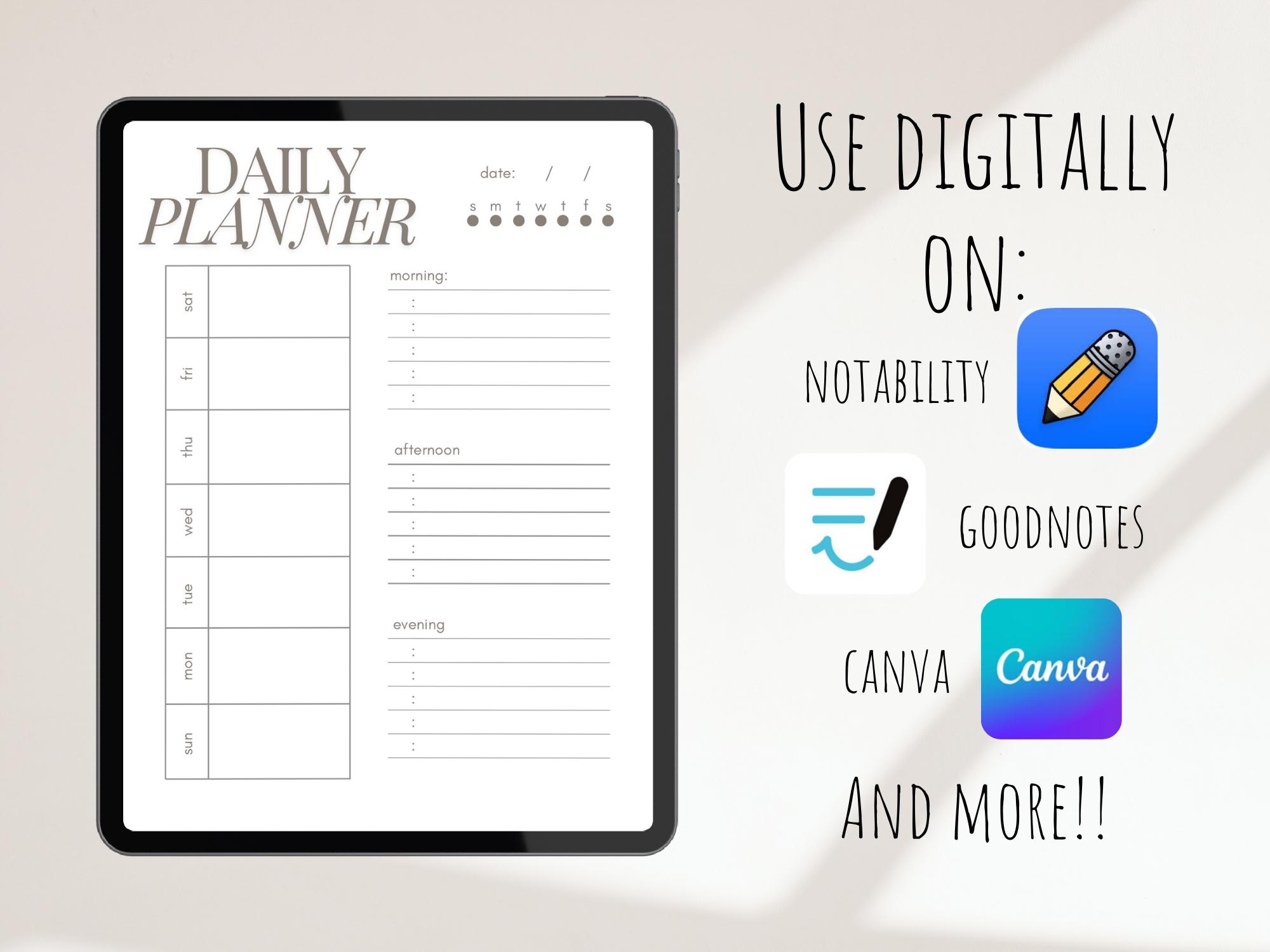 Daily Planner Printable PDF Digital Planner Instant Download Printable ...