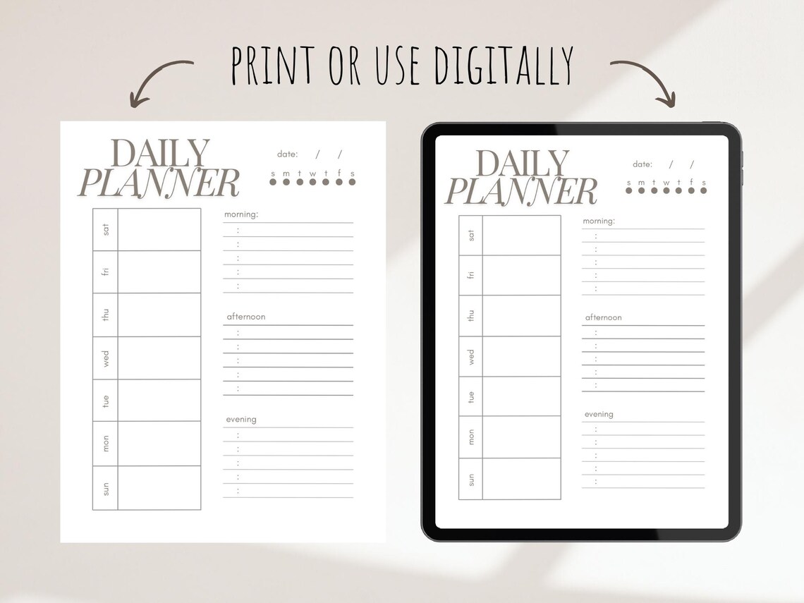 Daily Planner Printable PDF Digital Planner Instant Download Printable ...
