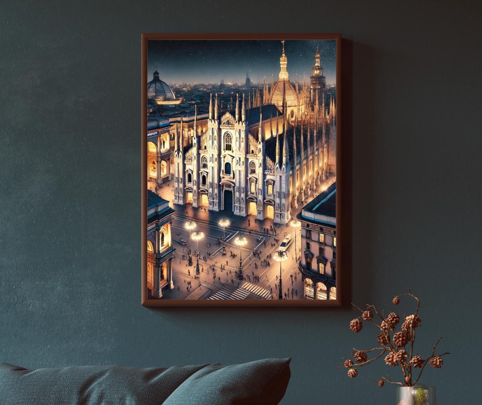 Milan Cathedral Nightscape Print, Gothic Architecture Digital Art, Boho ...