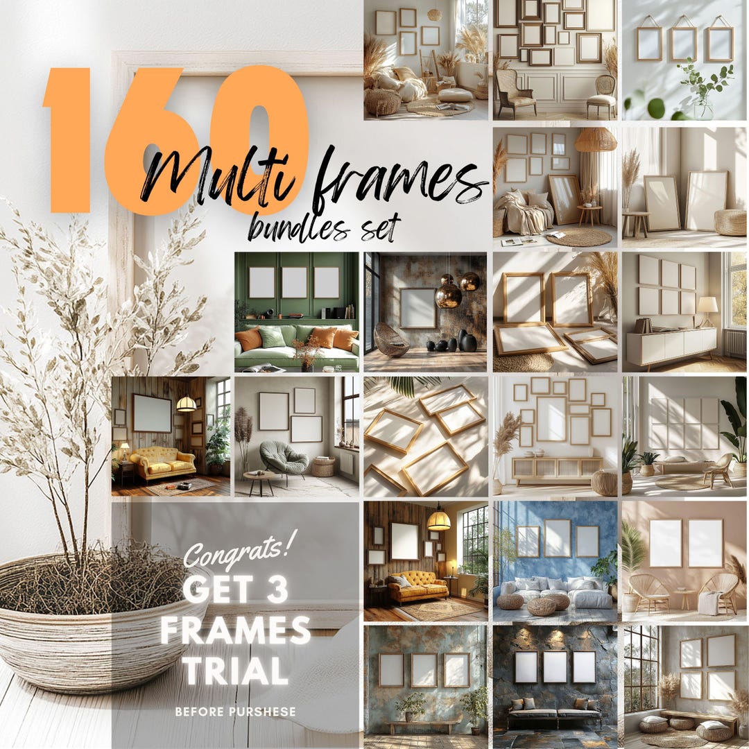 160 Multi Frames Bundle, Poster Frames, Frame Mockup, Multi Frames ...