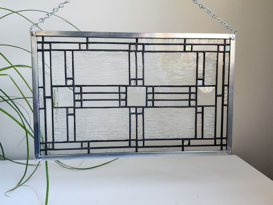 Modern Lines Sized Stained Glass Panel Home Decor - Etsy