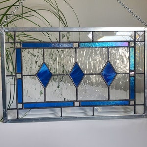 Iridescent Blue Stained Glass Panel - Home Decor - Etsy