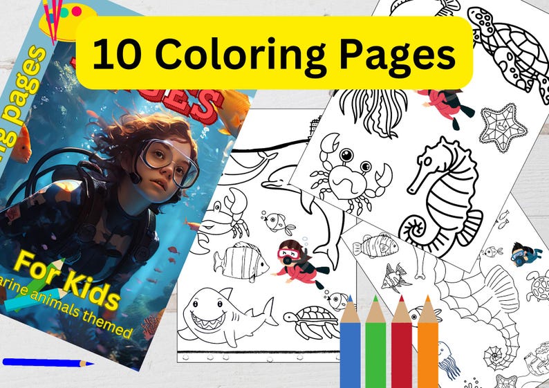 Underwater Coloring Book, Scuba Theme, Ocean Awareness (PDF Pattern) - Etsy