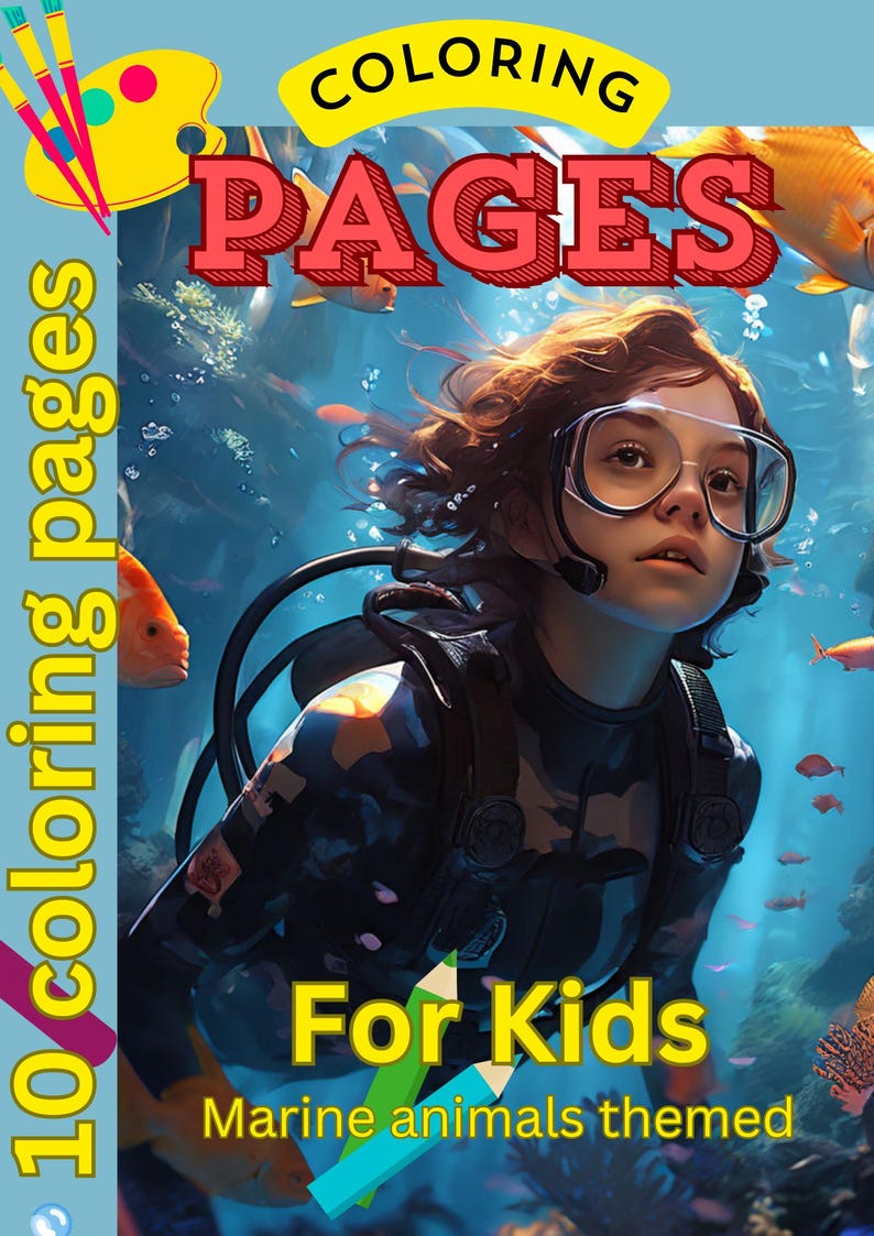 Underwater Coloring Book, Scuba Theme, Ocean Awareness (PDF Pattern) - Etsy
