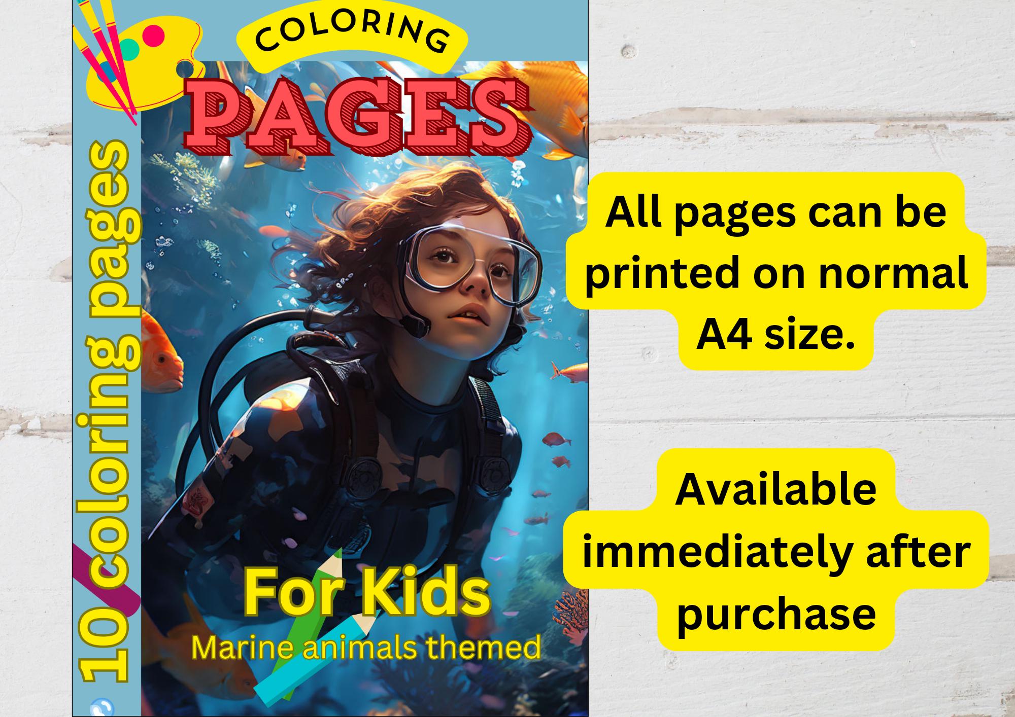 Underwater Coloring Book, Scuba Theme, Ocean Awareness (PDF Pattern) - Etsy