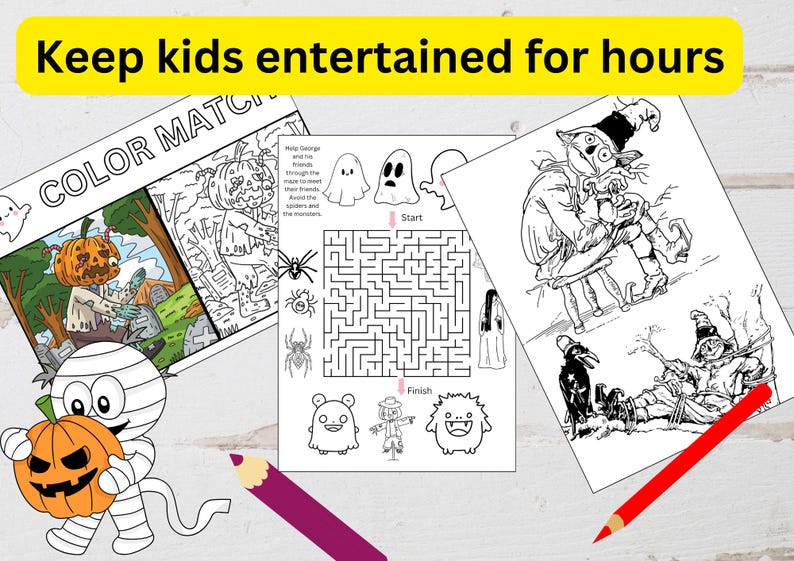 Coloring Pages for Kids, Easy to Print, Spooky Coloring Pages for Kids ...