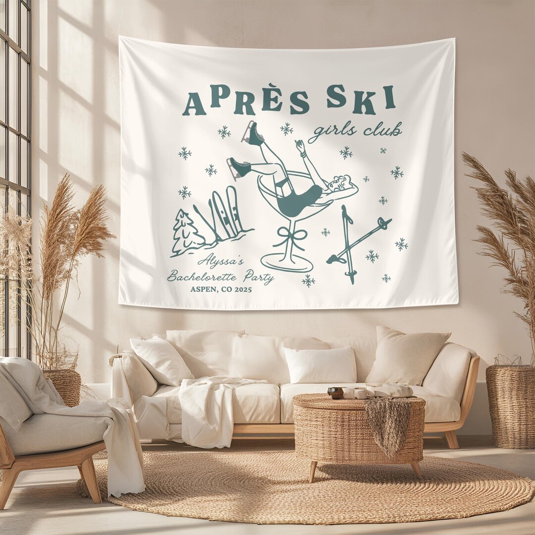 Custom Apres Ski Bachelorette Party Banner, Ski Girls Trip, Bridal ...