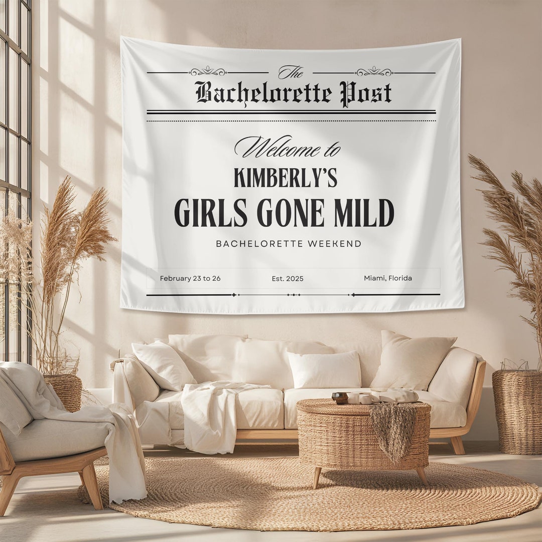 Newspaper Girls Gone Mild Bachelorette Banner, Custom Bridal Shower ...