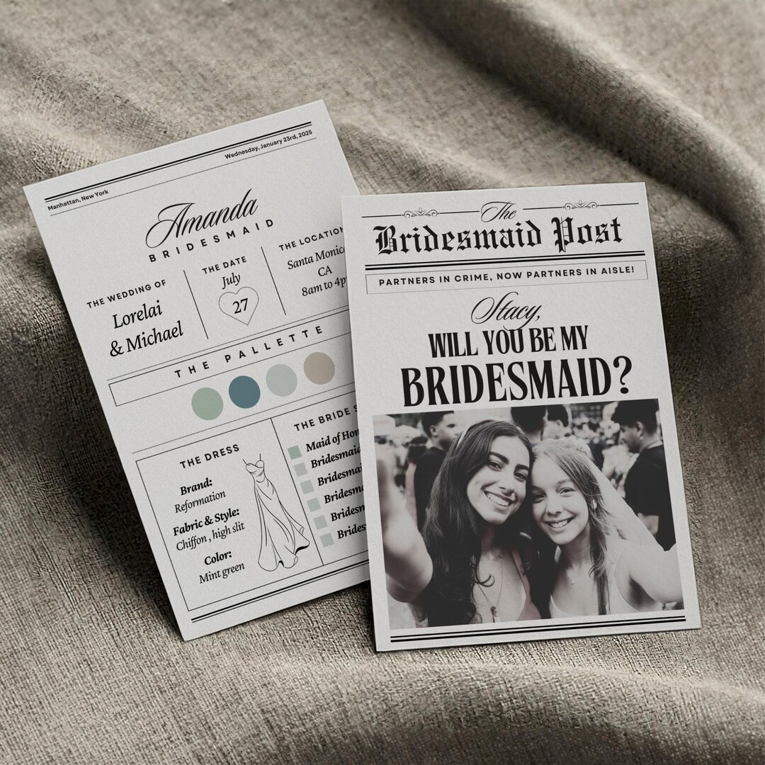 Bridesmaid Proposal Card Template, Will You Be My Bridesmaid, Printable ...