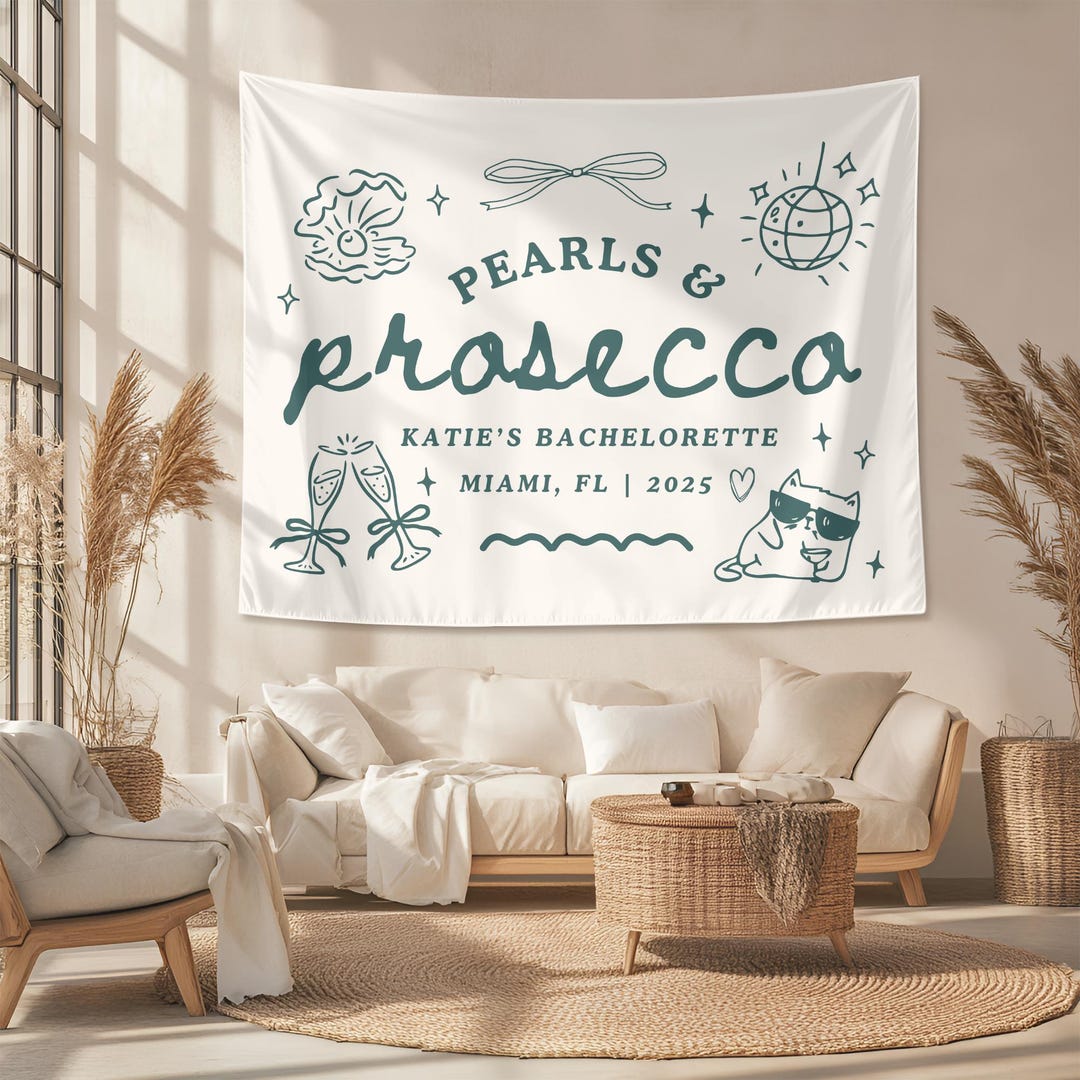 Pearls and Prosecco Bridal Shower Banner, Bachelorette Banner ...