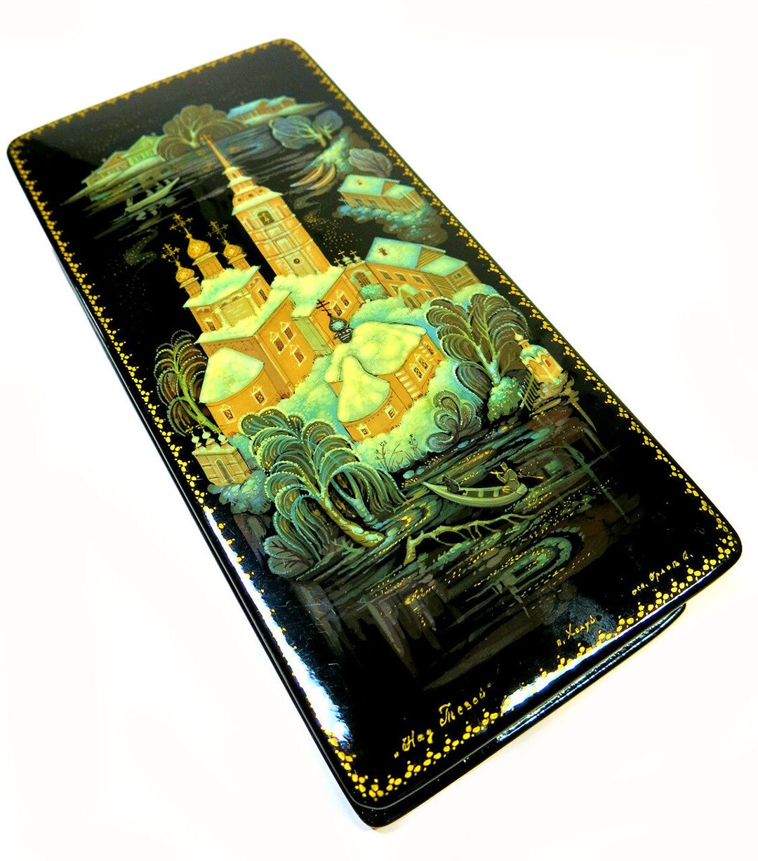 Church by the River Kholuy Lacquer Keepsake Box, Russian Style ...