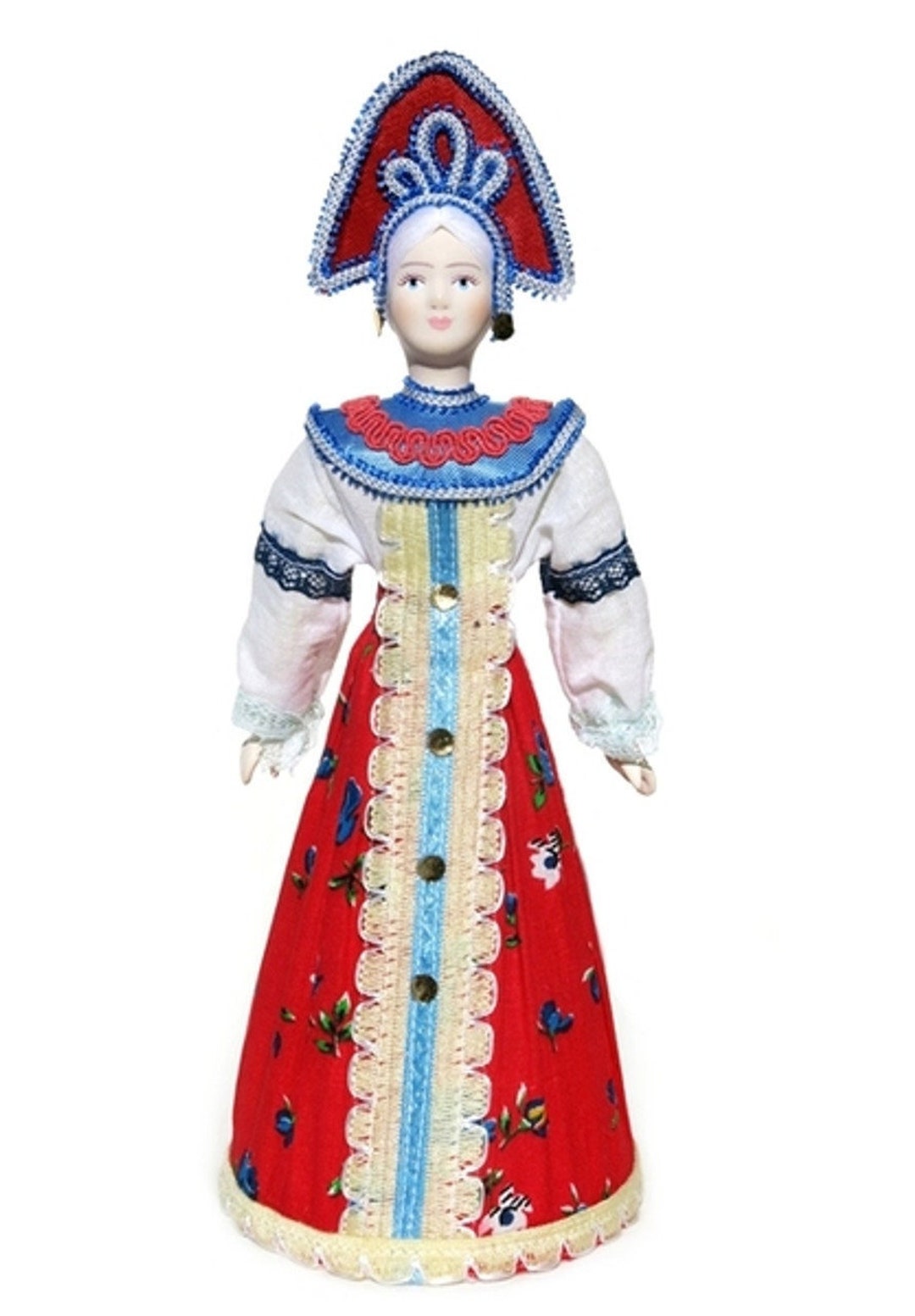 Costume Folk Dress Collectible Doll, Floral Ethnic Nationality Russian ...