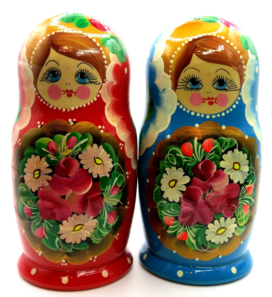 Anna Handmade Red Floral Russian Nesting Dolls 5 PC - Etsy