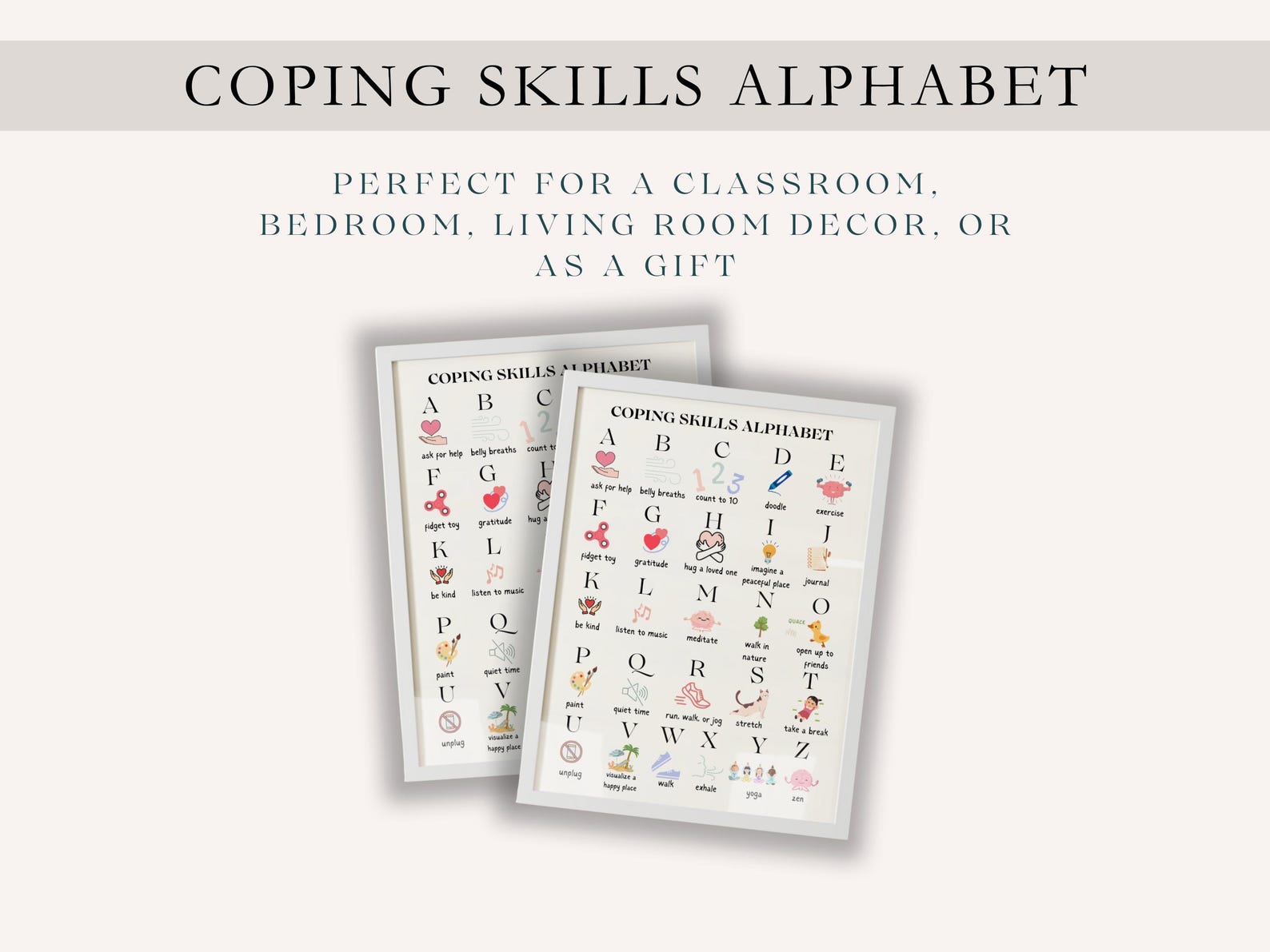 Coping Skills Alphabet Printable Poster Therapy Poster Kids Calm Down ...