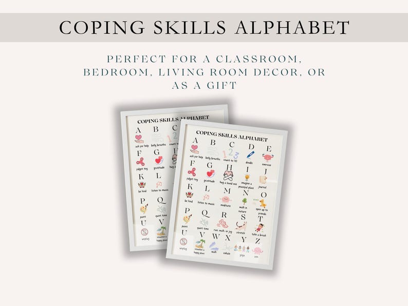 Coping Skills Alphabet Printable Poster Therapy Poster Kids Calm Down ...