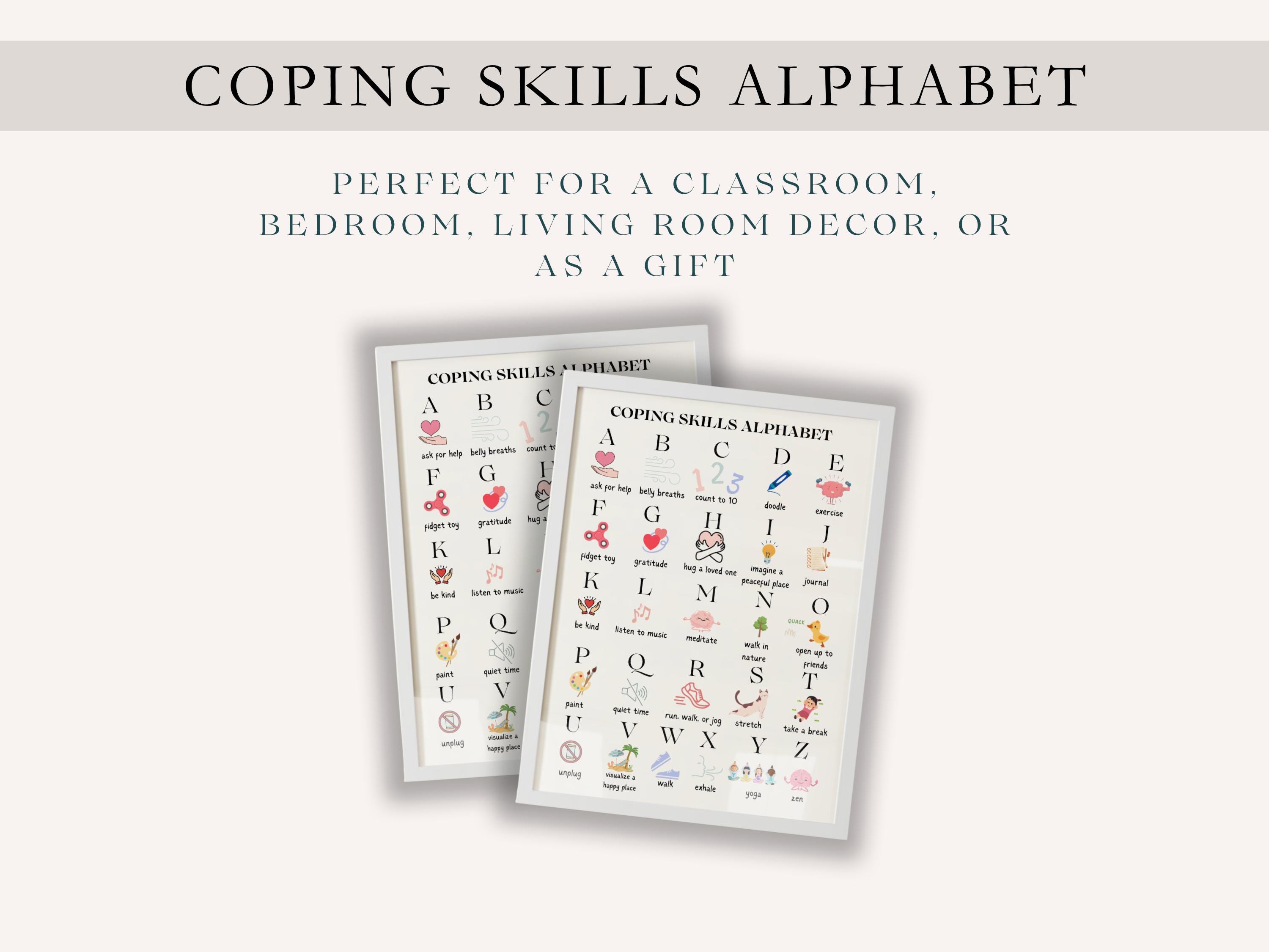 Coping Skills Alphabet Printable Poster Therapy Poster Kids Calm Down ...