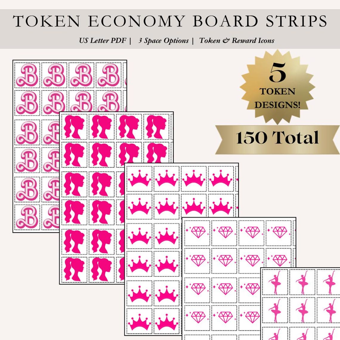 Barbie Token Board: Kids Reward Chart, ABA Special Education (PDF) - Etsy