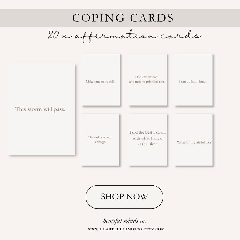 Printable Coping Cards Positive Affirmation Cards Digital Self Care ...