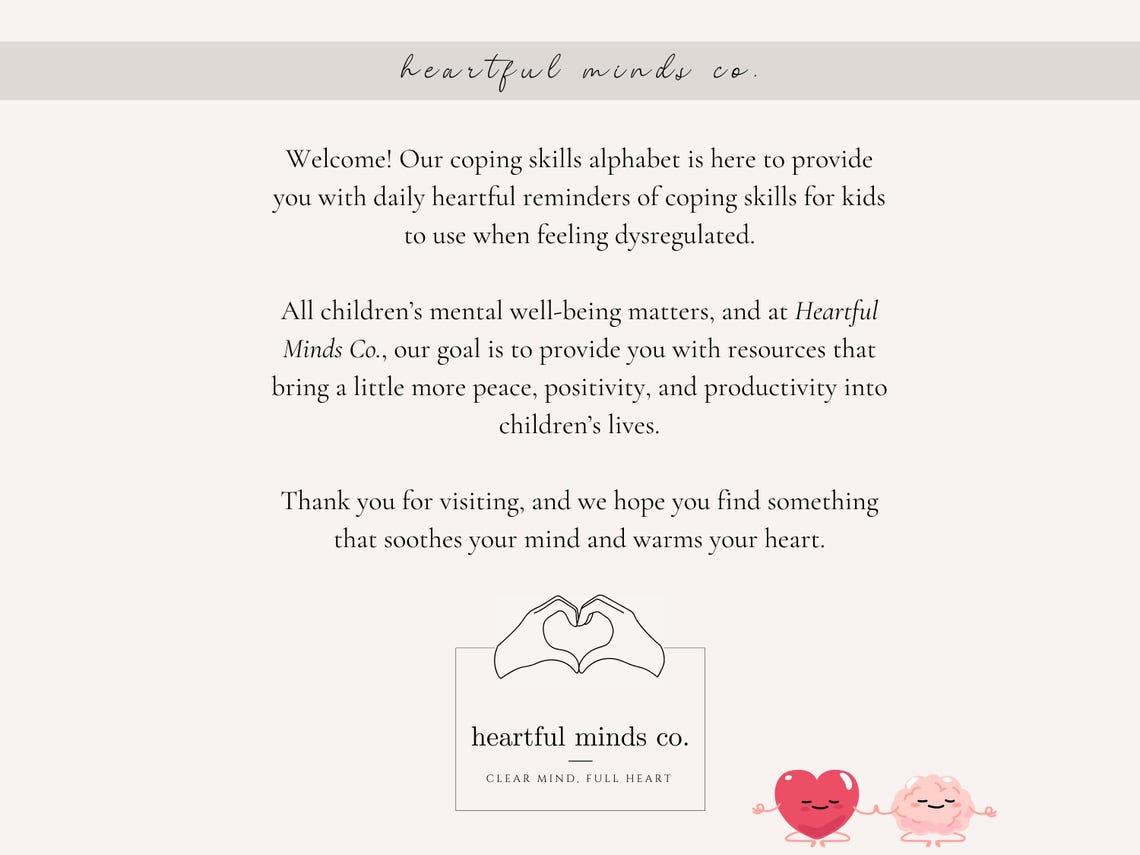 Coping Skills Alphabet Printable Poster Therapy Poster Kids Calm Down ...