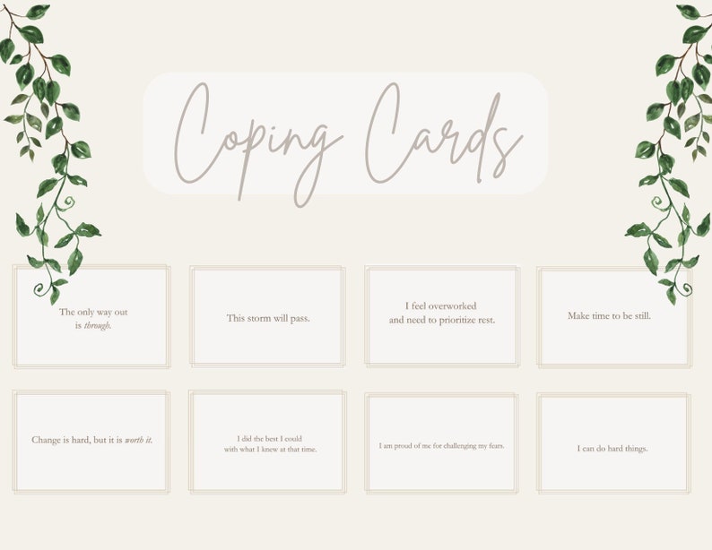 Printable Coping Cards Positive Affirmation Cards Digital Self Care ...