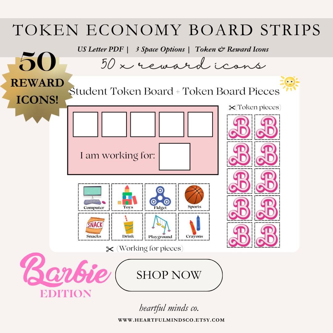 Barbie Token Board: Kids Reward Chart, ABA Special Education (PDF) - Etsy