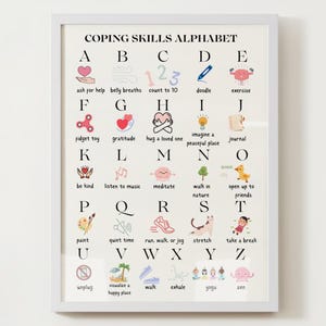 Coping Skills Alphabet Printable Poster Therapy Poster Kids Calm Down ...