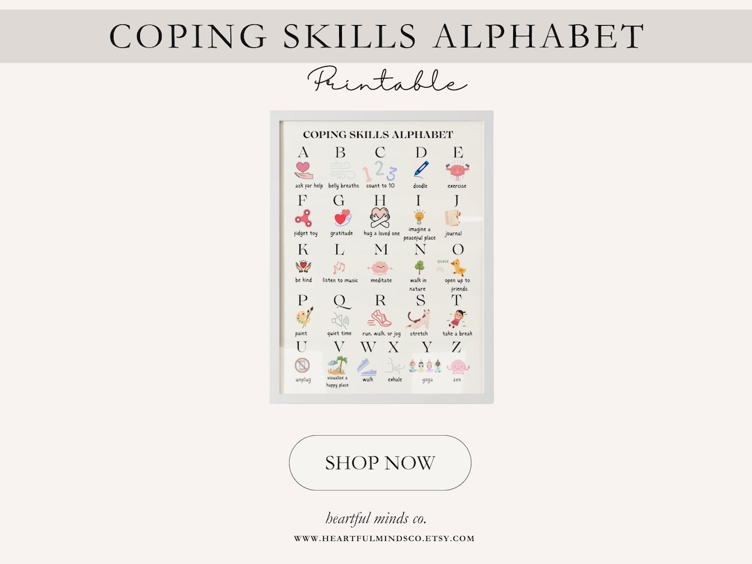 Coping Skills Alphabet Printable Poster Therapy Poster Kids Calm Down ...
